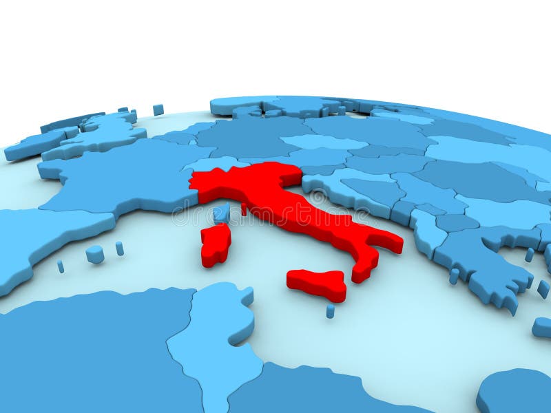 Italy on blue globe stock illustration. Illustration of political ...