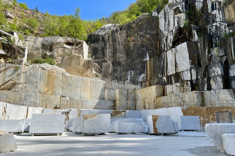 Big Blocks of White Marble Stones in Quarries in Carrara, Italy Stock ...