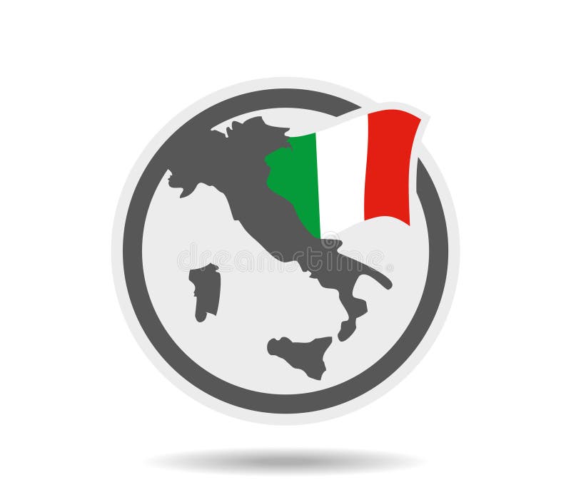 Italy in a Circle Logo. Both Shape and Flag Stock Vector - Illustration ...