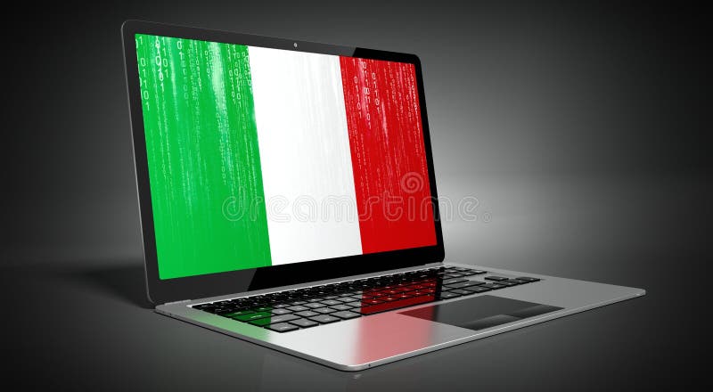 Italy - Country Flag and Binary Code on Laptop Screen Stock ...