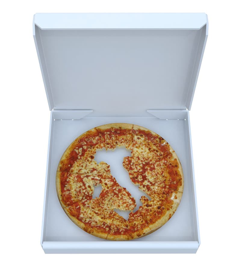 Italy Country Map Cropped on Pizza Inside Box Stock Image - Image of ...