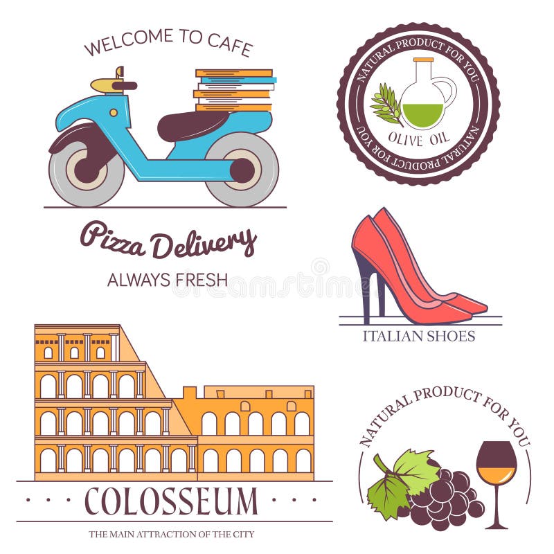Italy Country Set Label. Template of Emblem Element for Your Product or ...