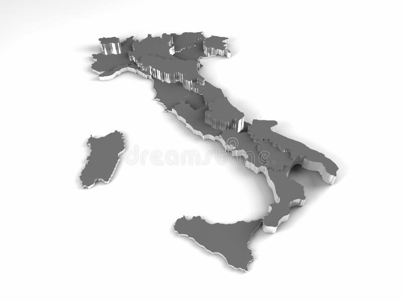Italy 3d Metal Map Isolated on White Stock Illustration - Illustration ...