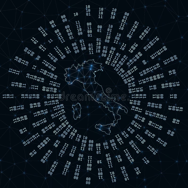 Italy digital map. stock vector. Illustration of network - 185750368