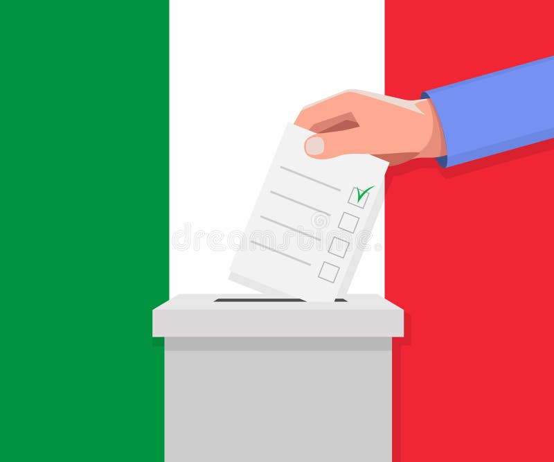 Italy Election Concept. Hand Puts Vote Bulletin Stock Illustration ...
