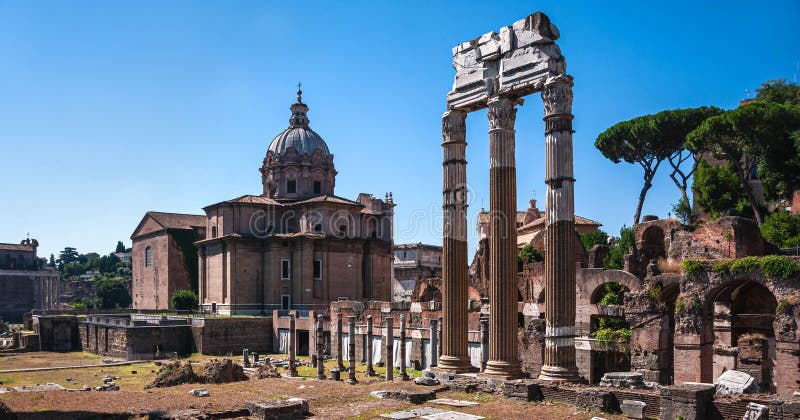 Italy. Excavations of Ancient Rome. Summer Day Stock Image - Image of ...