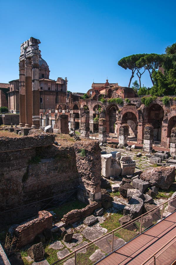 Italy. Excavations of Ancient Rome. Summer Day Stock Image - Image of ...