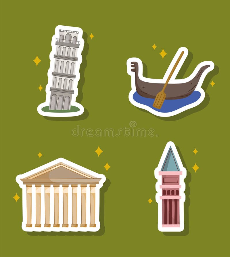 Italy famous landmark stock vector. Illustration of travel - 228399086