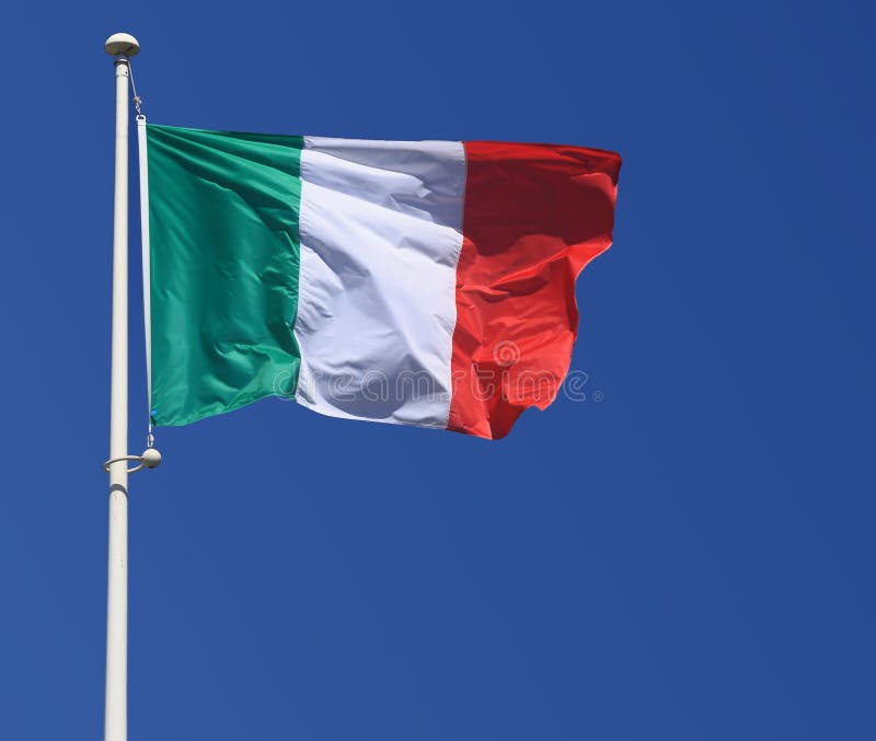 Italy flag on blue sky stock image. Image of blue, business - 44442589