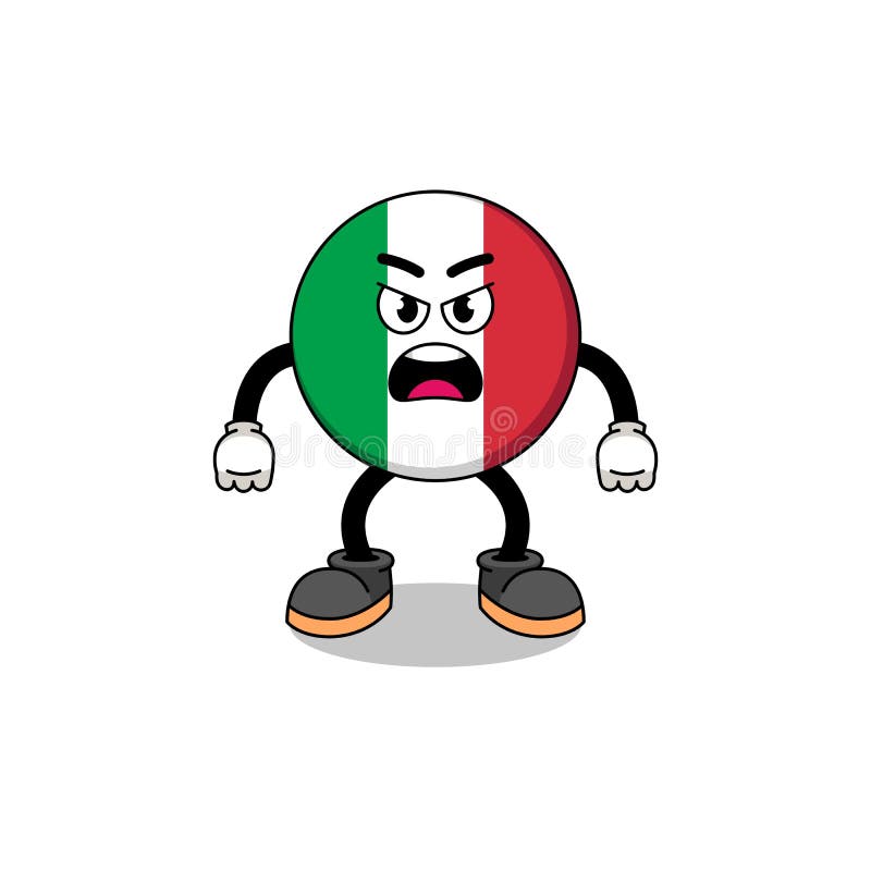 Italy Flag Cartoon Illustration with Angry Expression Stock Vector ...