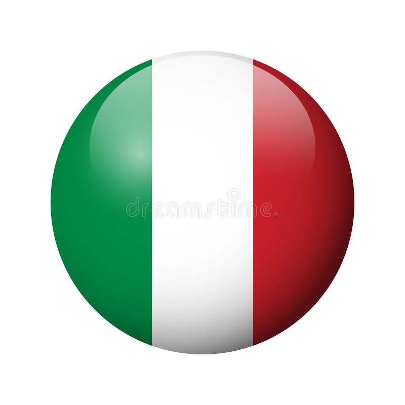 Glossy Circle Badge Flag of Italy Stock Vector - Illustration of sign ...