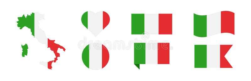 Italy Flag Icon Set. Italia Banners Symbol Stock Vector - Illustration ...