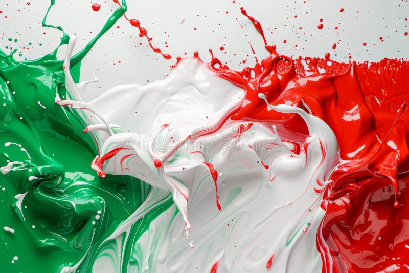 Italy Flag Illustration with Paint Splashes. Generative AI. Stock ...