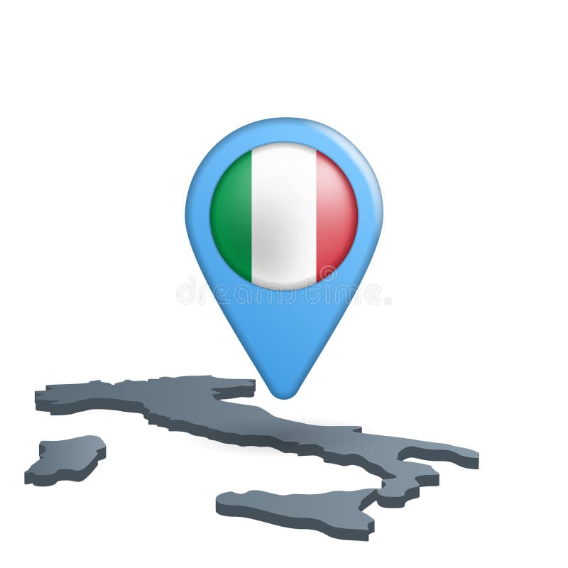 Italy Flag Map Pin on White Stock Illustration - Illustration of place ...