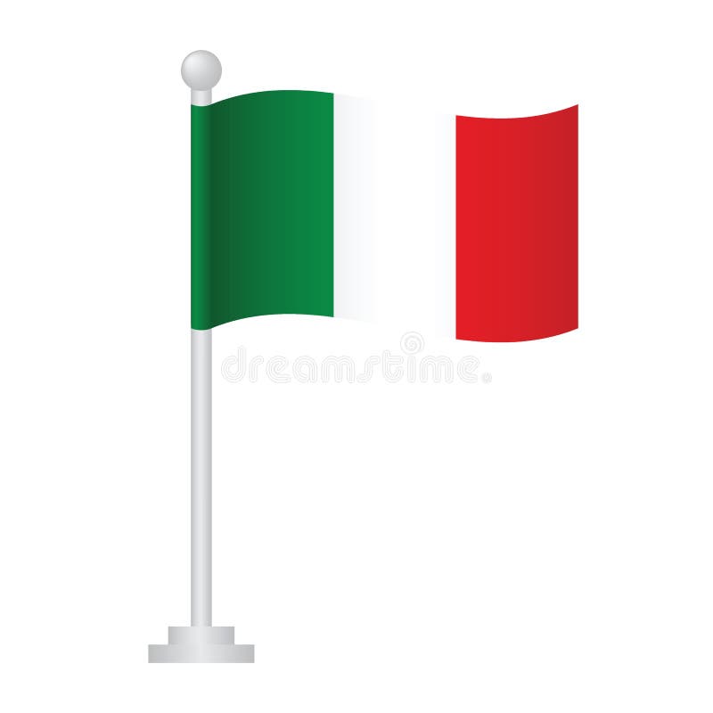 Italy Flag. National Flag of Italy on Pole Vector Stock Vector ...