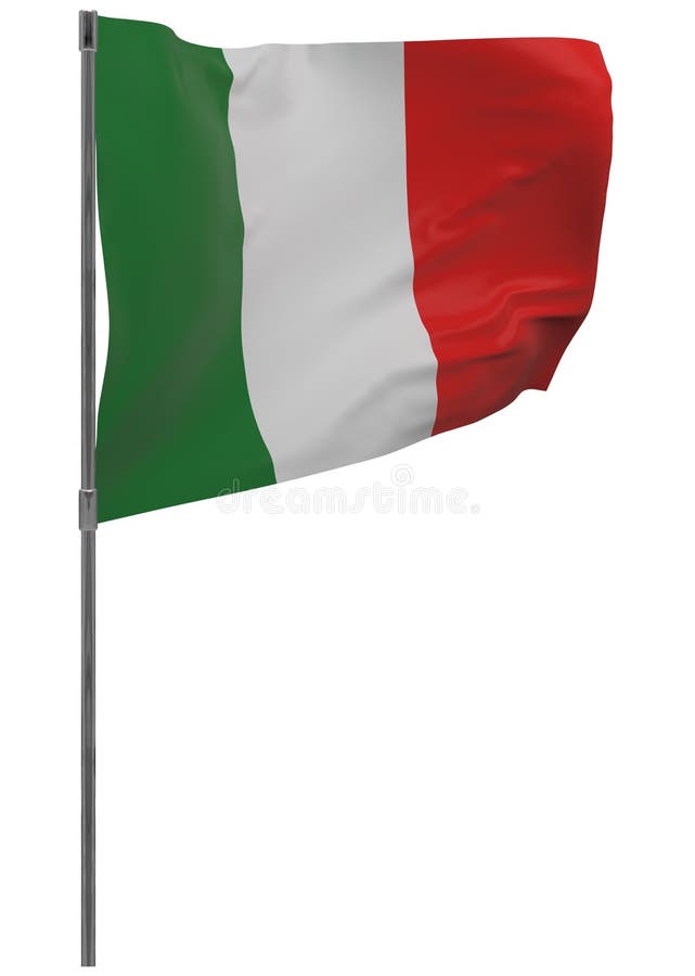 Italy Flag on Pole Isolated Stock Illustration - Illustration of ...
