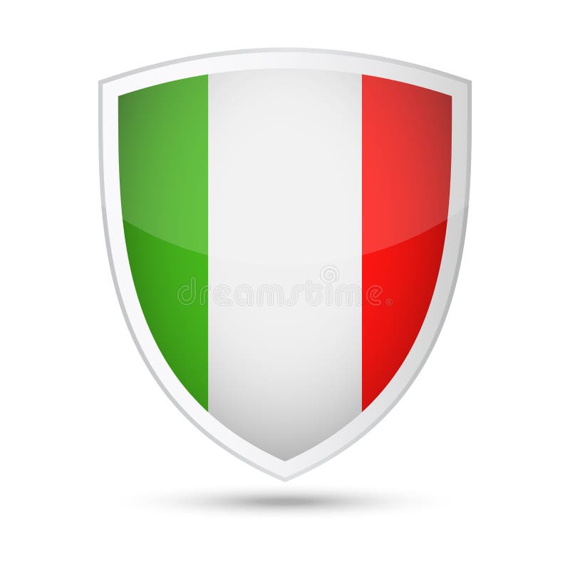 Italy Flag Vector Shield Icon Stock Illustration - Illustration of ...