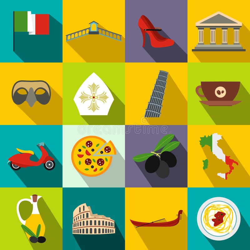 Italy Flat Icons Design Travel Concept. Vector Stock Vector ...