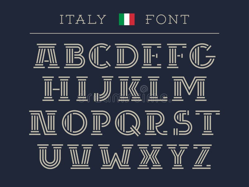 Italy Font. Vector Alphabet with Latin Letters Stock Illustration ...
