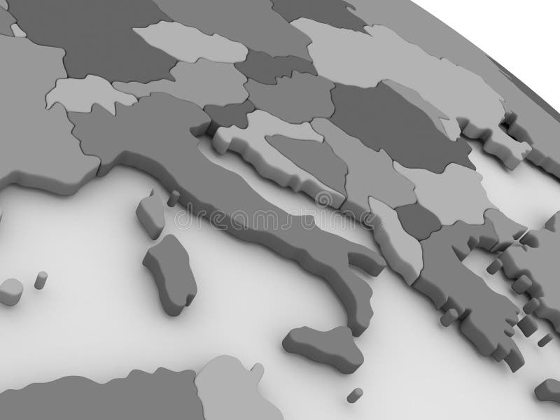 Italy on grey 3D map stock illustration. Illustration of flags - 73279724