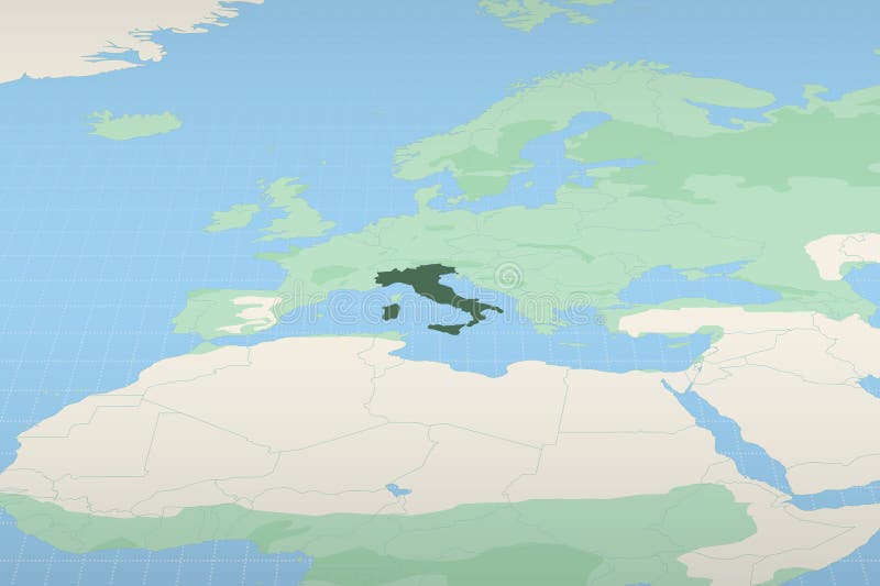 Italy Highlighted on a Detailed Map, Geographic Location of Italy Stock ...