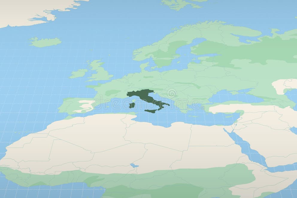 Italy Highlighted on a Detailed Map, Geographic Location of Italy Stock ...