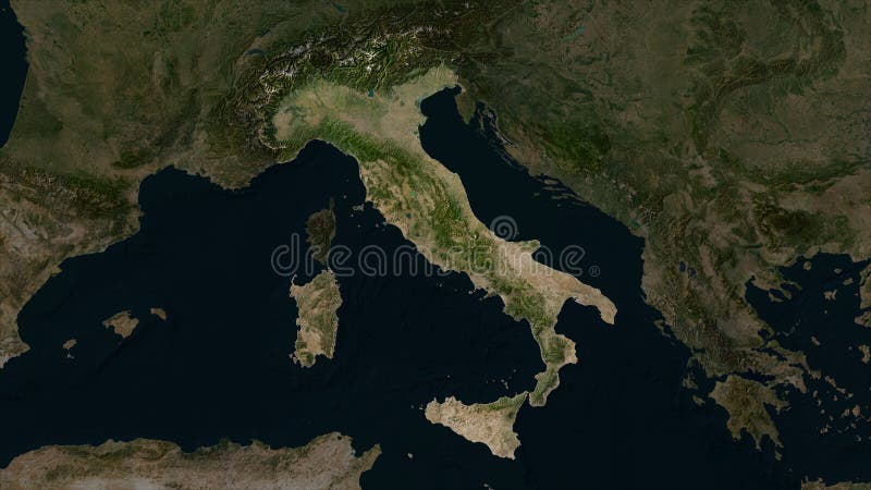 Italy Highlighted. Low-res Satellite Stock Illustration - Illustration ...