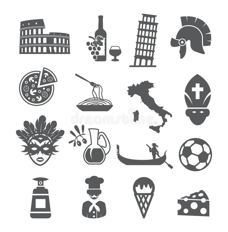 Set of italy icons stock vector. Illustration of boat - 38568183