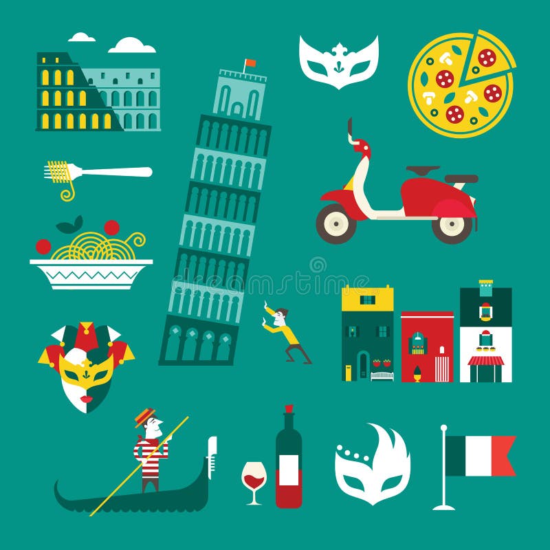 Vector italy icons set stock vector. Illustration of place - 35922993