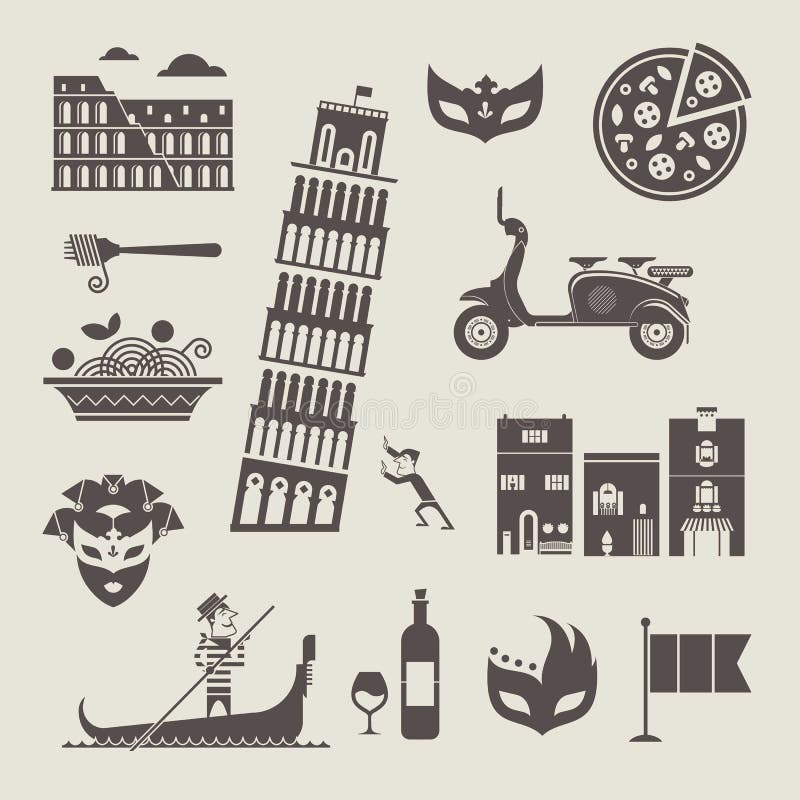 10 Cities of Italy - Silhouette Signts Stock Vector - Illustration of ...
