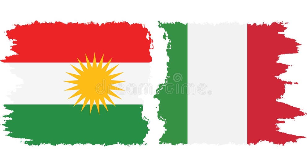 Italy and Kurdistan Grunge Flags Connection Vector Stock Vector ...