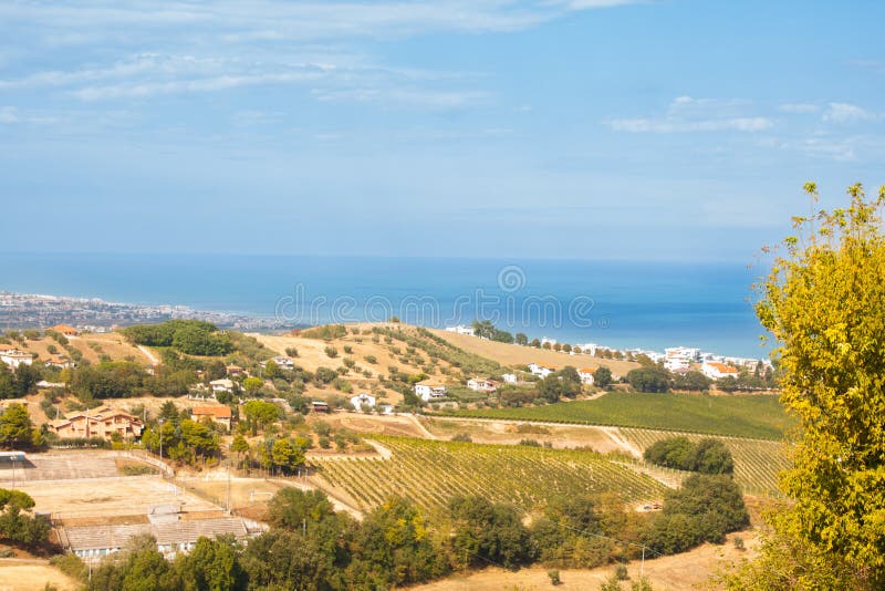 Italy Landscape View with Clouds on Blue Sky, Italian Fields Stock ...