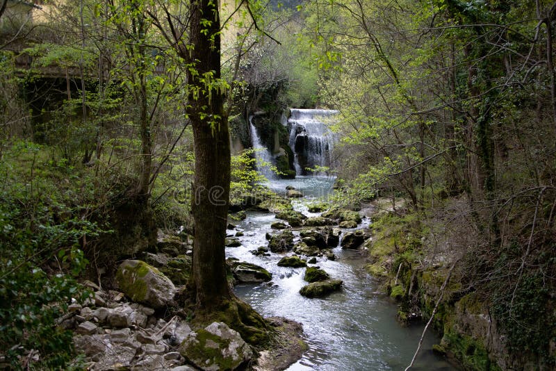 Italy, Landscape Waterfall in the Forest Appennini Montain Stock Image ...