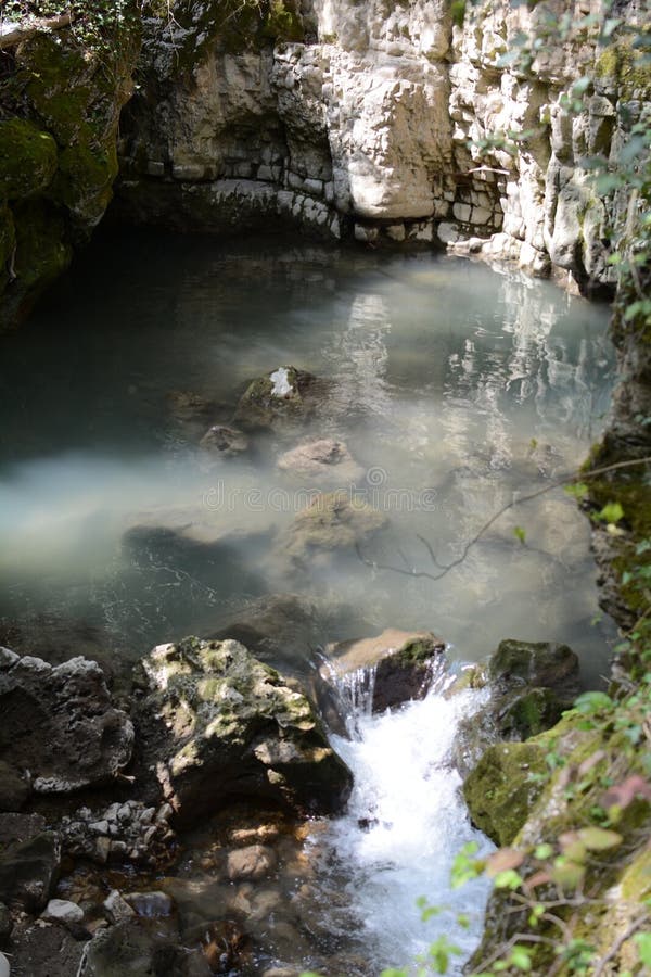 Italy, Landscape Waterfall in the Forest Appennini Montain Stock Image ...