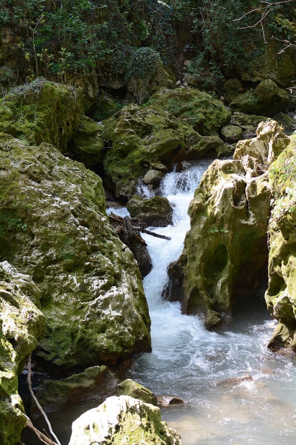 Italy, Landscape Waterfall in the Forest Appennini Montain Stock Photo ...