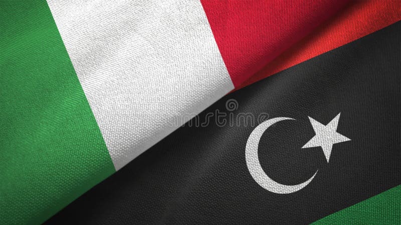Libya and Italy Two Flags Textile Cloth, Fabric Texture Stock ...