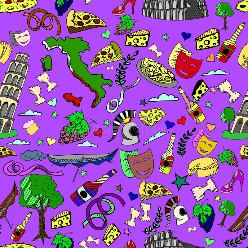 Italy Line Art Design Vector Illustration Stock Vector - Illustration ...