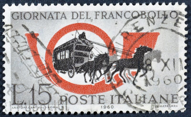 Italy, Mail Coach, Stamp Day 1960, Editorial Photo - Image of design ...