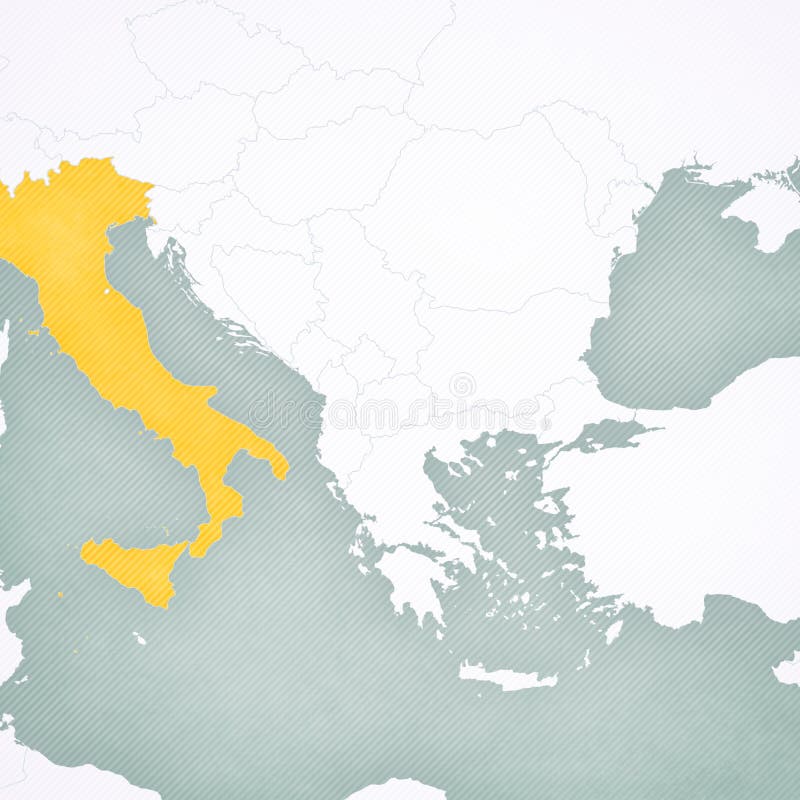 Map of Italy and the Balkans. Stock Illustration - Illustration of ...