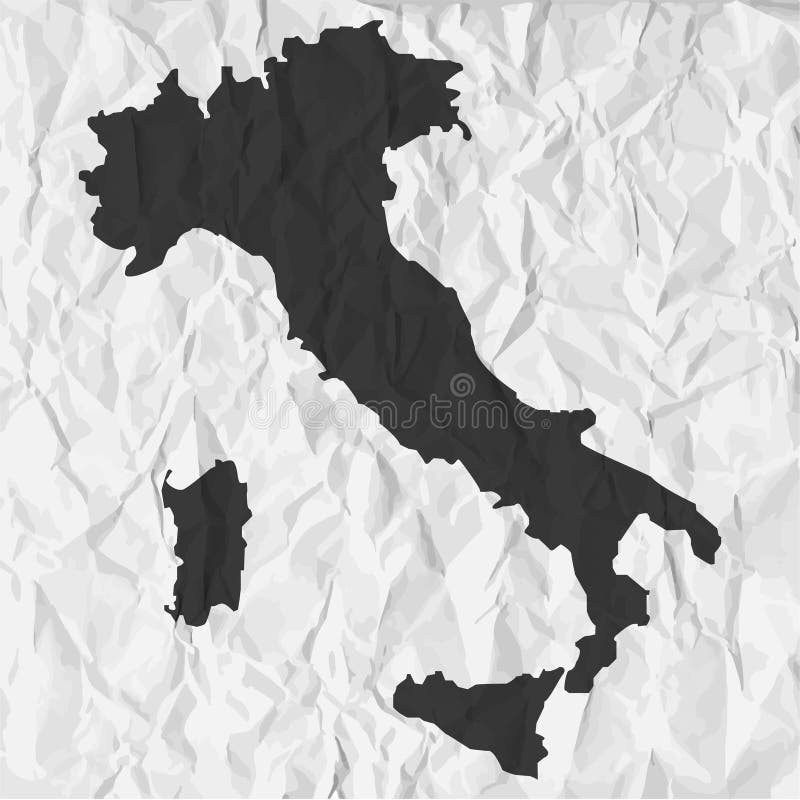 Italy Map in Black on a Background Crumpled Paper Stock Illustration ...