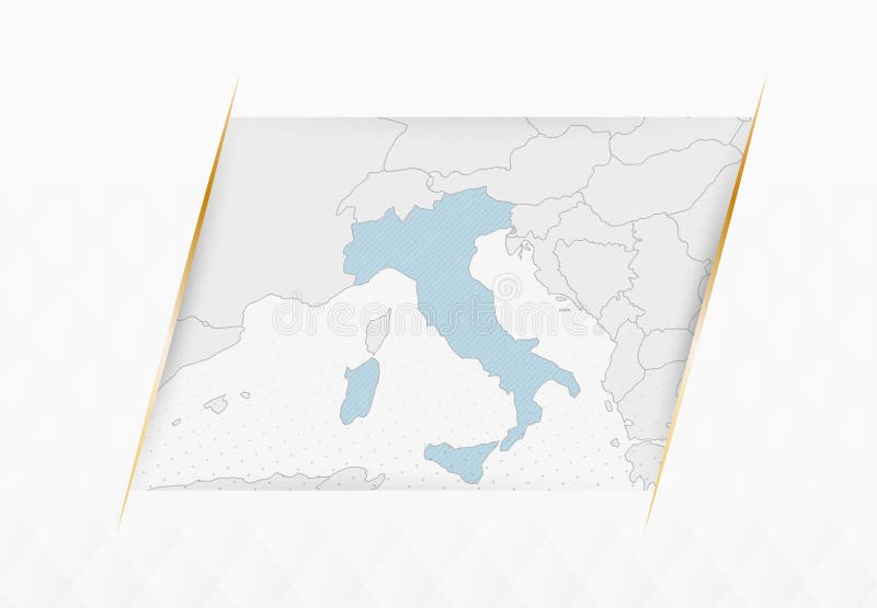 Italy Map in Blue with Gold Framed Accents. Modern Vector Map of Italy ...