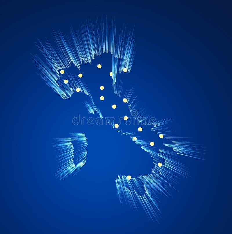 Italy Map, Connections, Network. Smart Working, Digitalization and ...