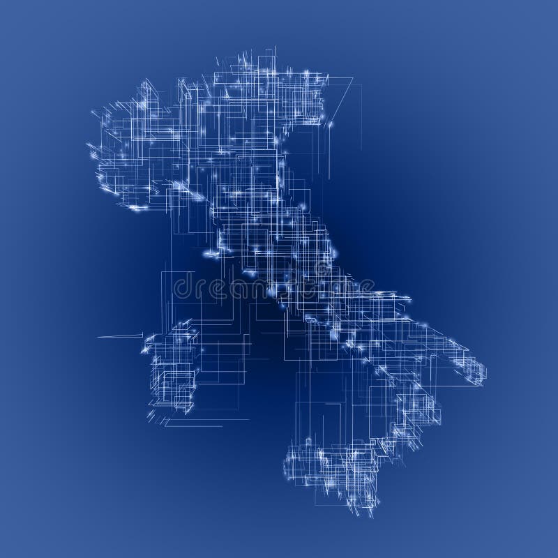 Italy Map, Connections, Network. Smart Working, Digitalization and ...