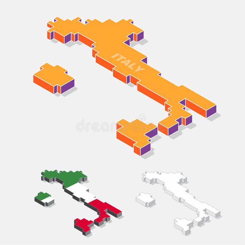 Italy Map Element with 3D Isometric Shape Isolated on Background Stock ...