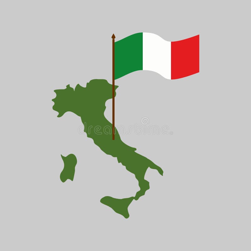 Italy Map and Flag. Geography Italian State Stock Vector - Illustration ...