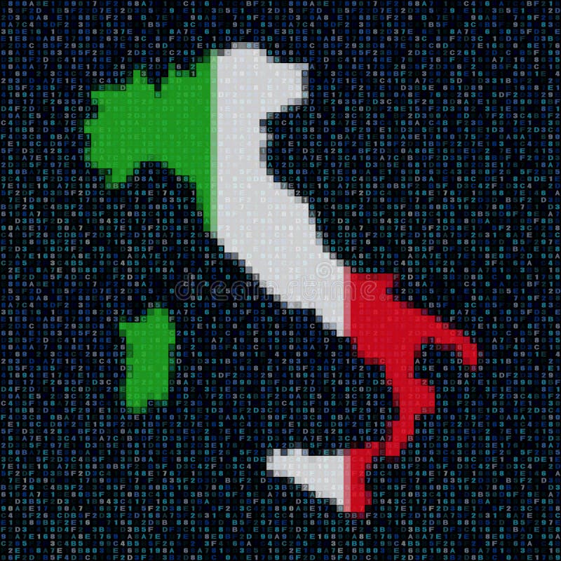 Italy Map Flag on Hex Code Illustration Stock Illustration ...