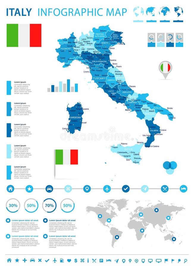 Italy - Map and Flag - Infographic Illustration Stock Illustration ...