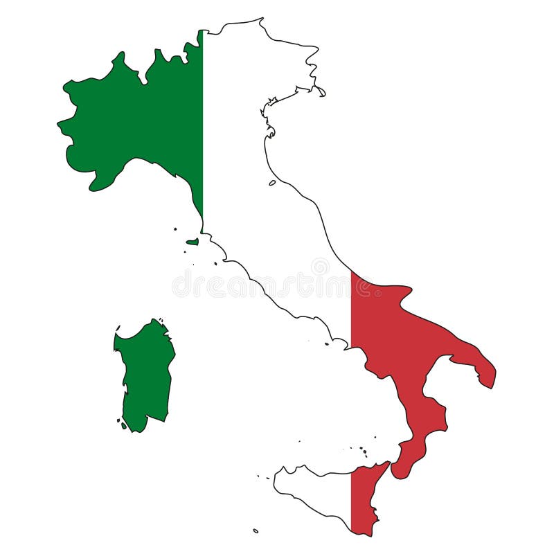 Italy Map with Flag - Outline of a State with a National Flag Stock ...