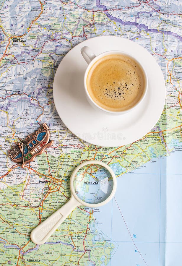 Italy map with magnifier stock image. Image of magnet - 137535979