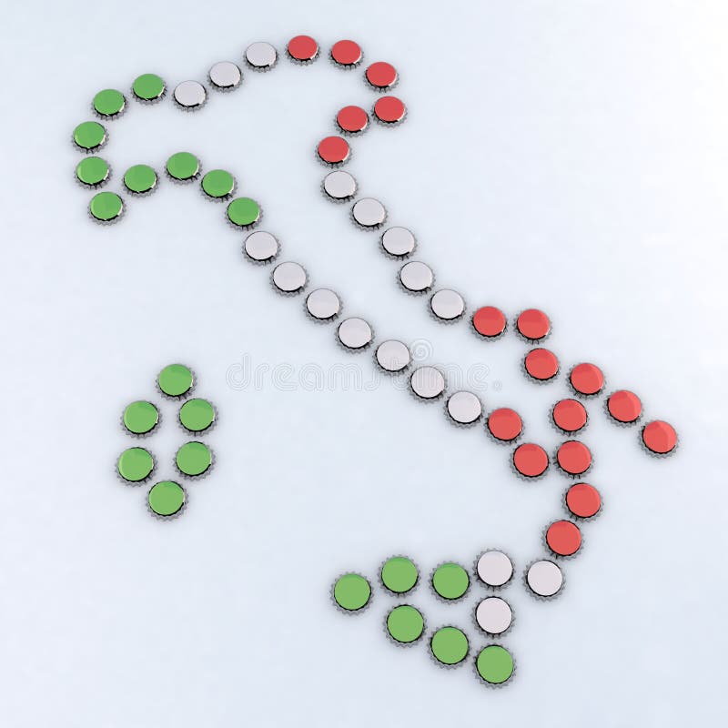 Italy map with metal cap stock illustration. Illustration of colored ...